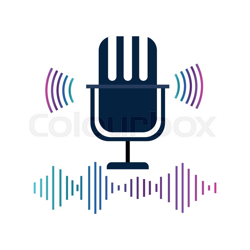 Microphone with sound wave isolated ... | Stock vector | Colourbox