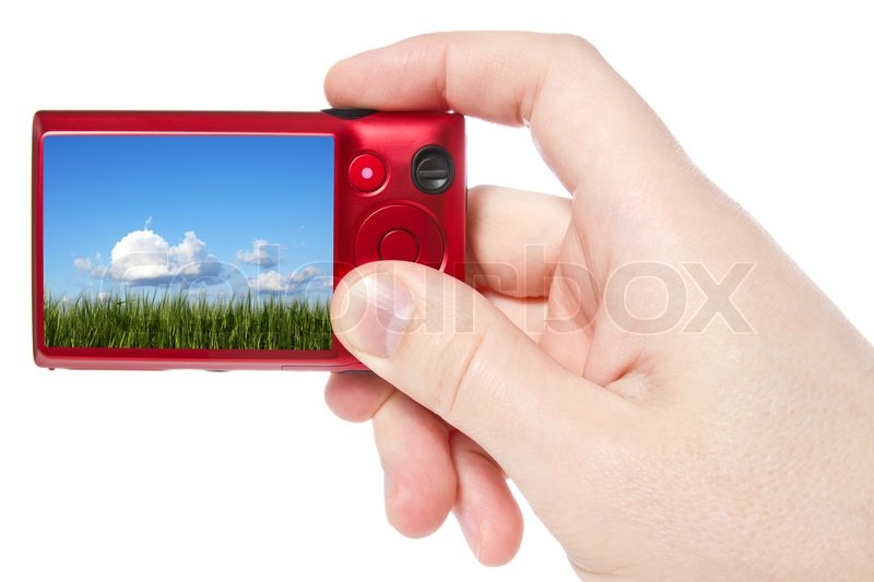 Hand hold camera withpicture of nature | Stock Photo | Colourbox