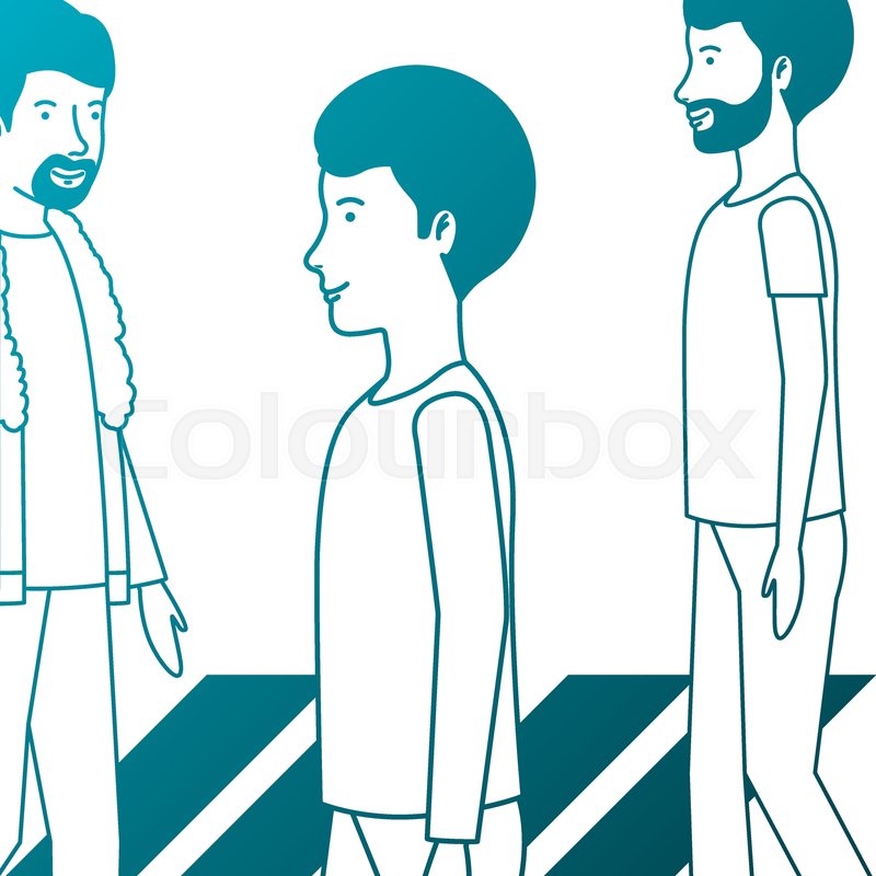 Group of men walking characters vector ... | Stock vector | Colourbox