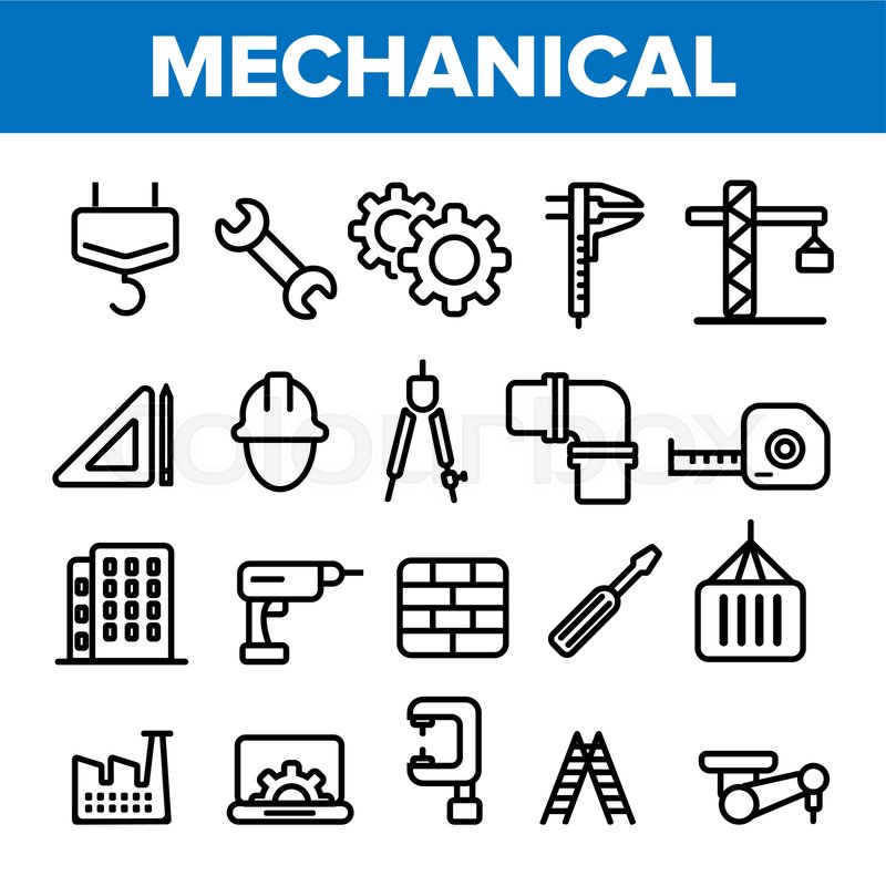 Engineering Line Icon Set Vector. ... | Stock vector | Colourbox