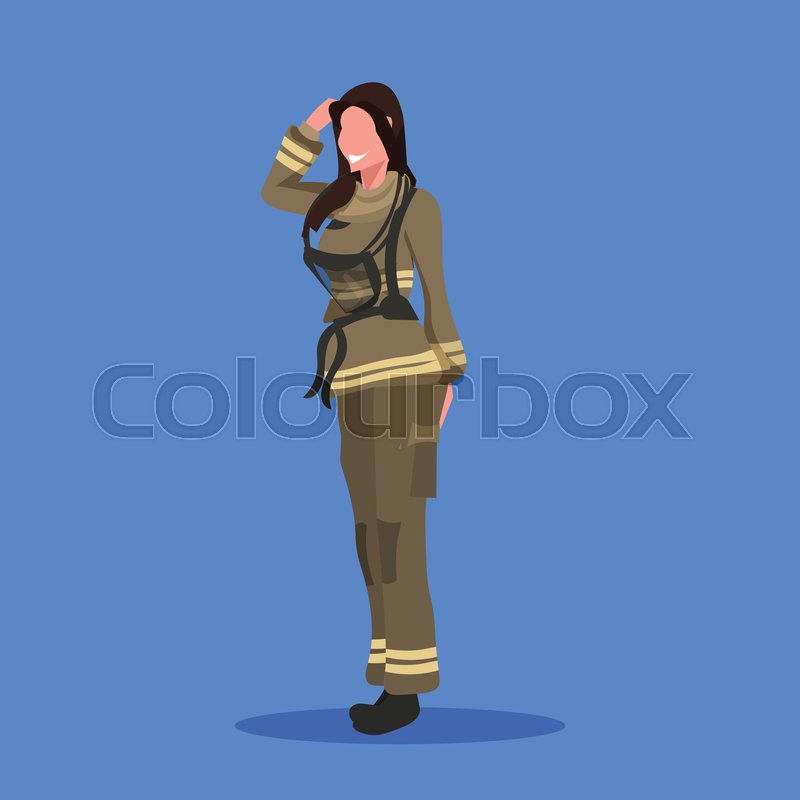 Firewoman in uniform woman fire ... | Stock vector | Colourbox