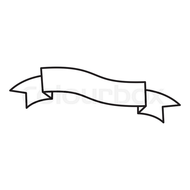 Ribbon Vector Black And White Single