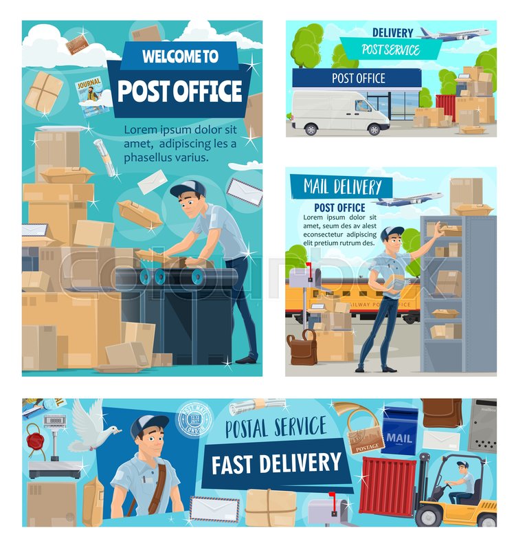 Mail delivery courier or postman ... | Stock vector | Colourbox