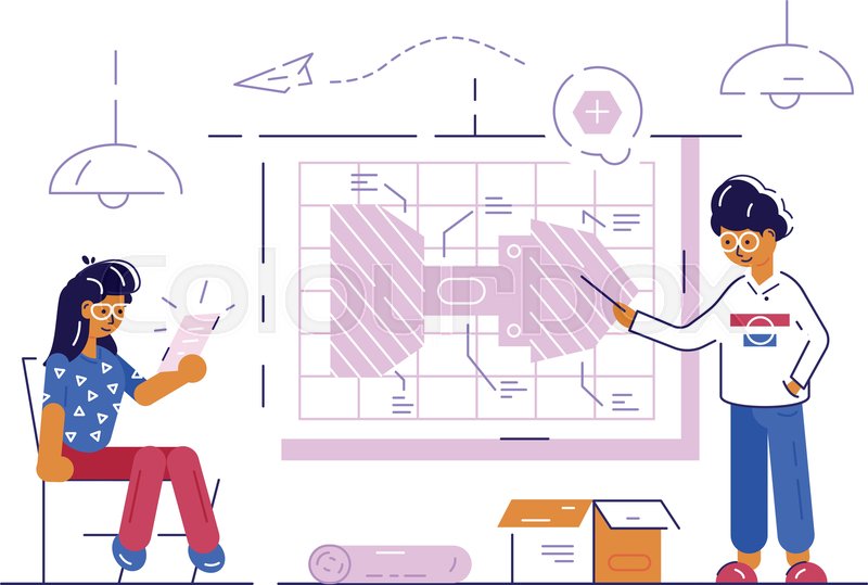 Couple of engineer workers vector ... | Stock vector | Colourbox