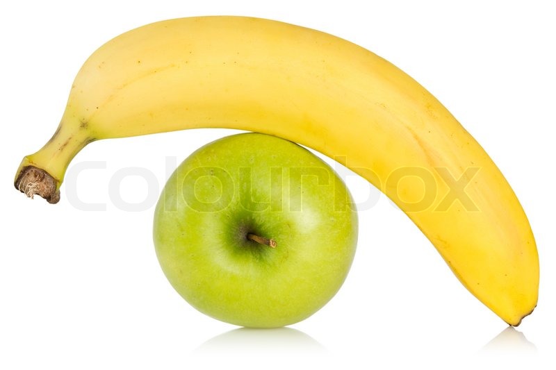 Grüner Apfel und gelbe Banane | Stock Bild | Colourbox