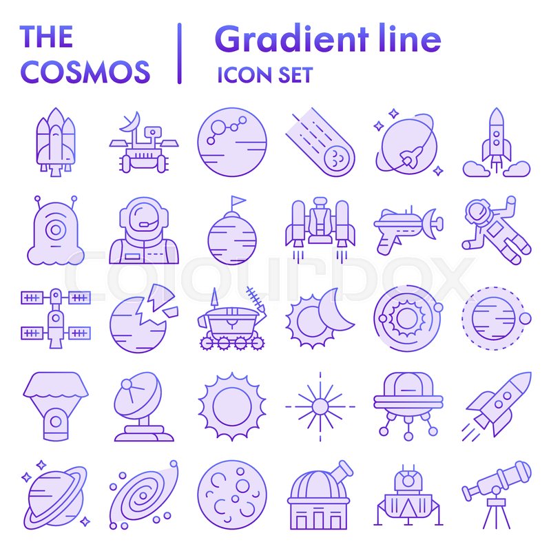 Cosmos flat icon set, space symbols ... | Stock vector | Colourbox