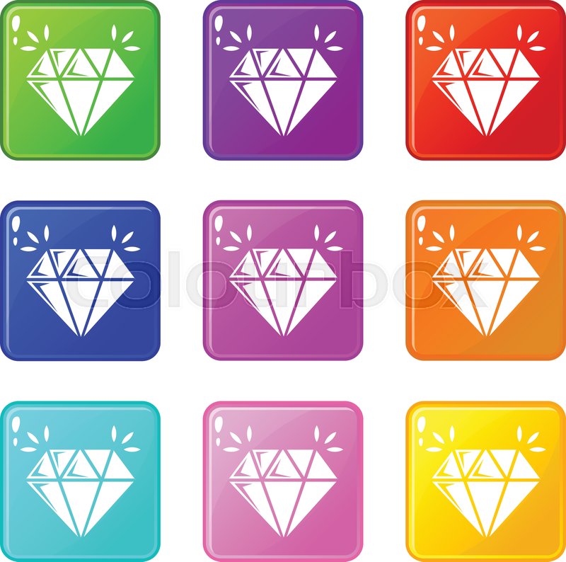 Mine diamond icons set 9 color ... | Stock vector | Colourbox