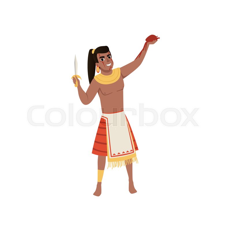 Aztec warrior man character in ... | Stock vector | Colourbox