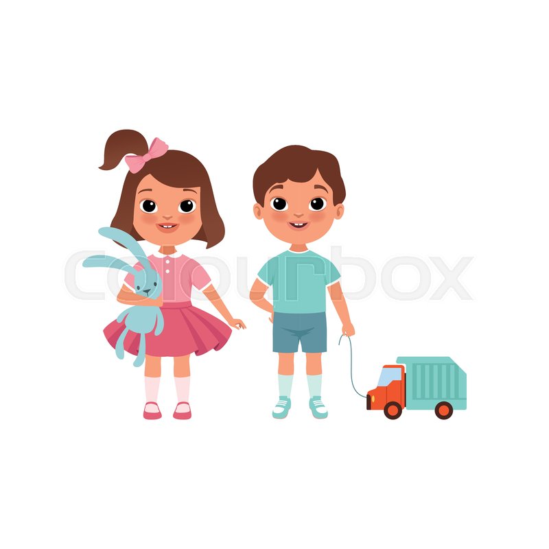 Cute litlle boy and girl characters ... | Stock vector | Colourbox