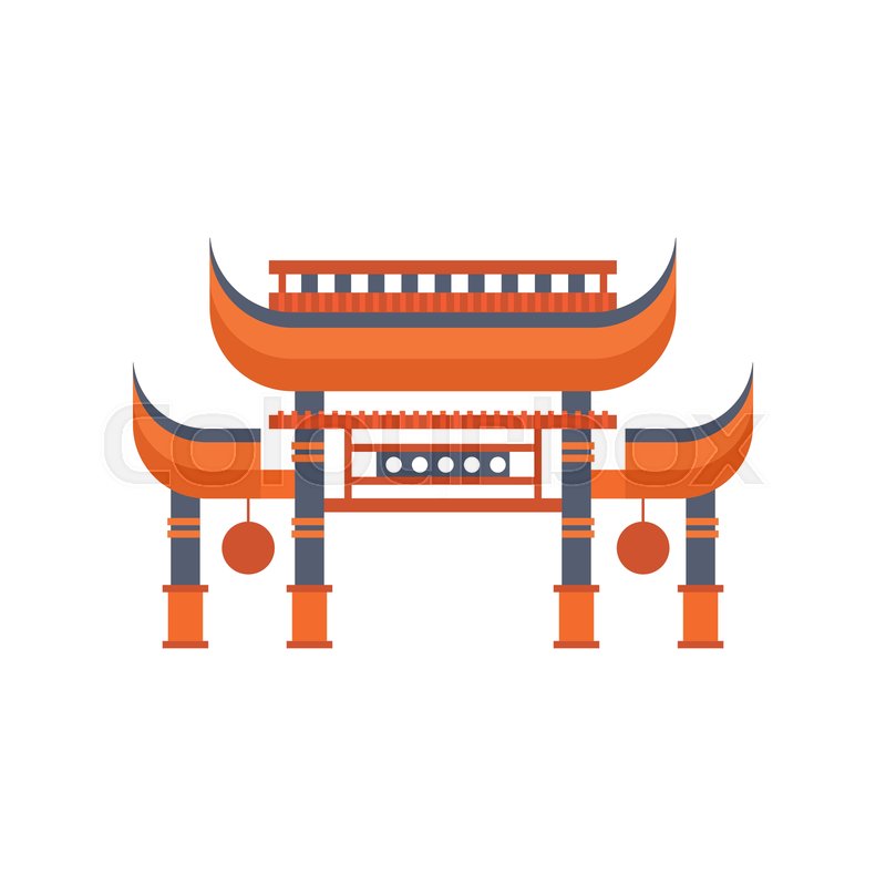 Asian gates, entrance with roof vector ... | Stock vector | Colourbox