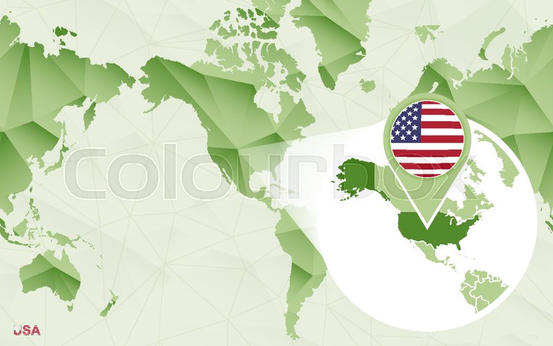 America centric world map with ... | Stock vector | Colourbox