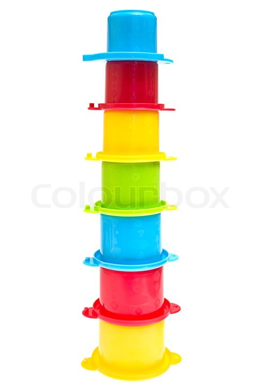Childs toy stacking cups isolated on ... | Stock image | Colourbox