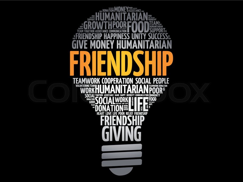 Friendship bulb word cloud collage, ... | Stock vector | Colourbox