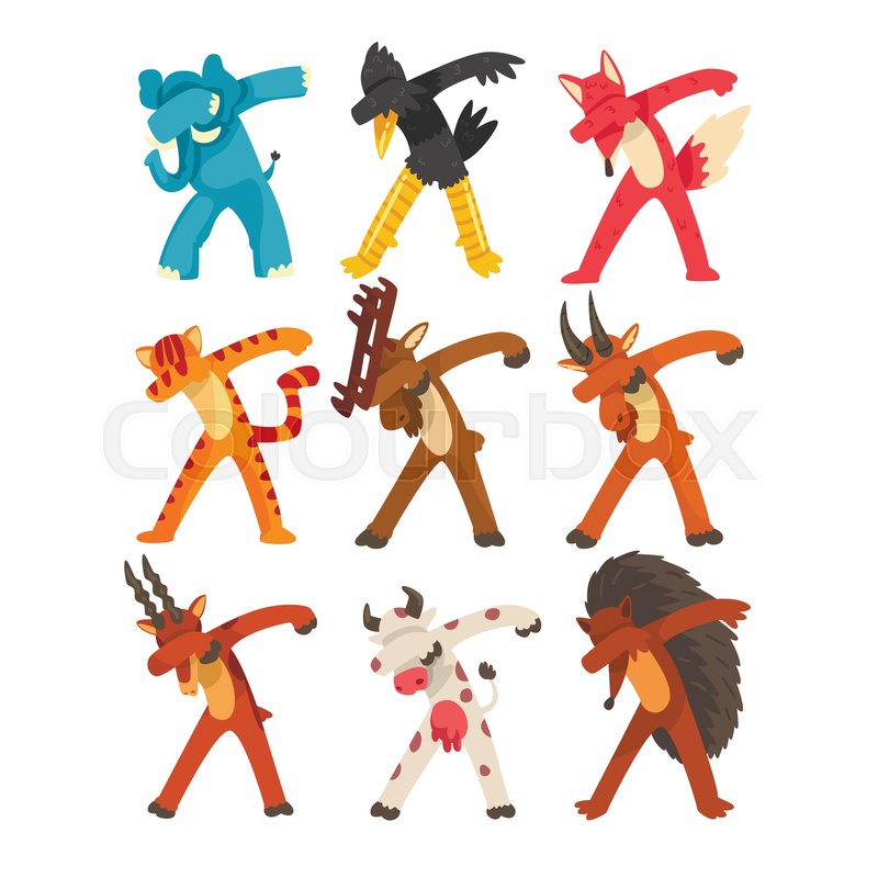 Various animals standing in dub ... | Stock vector | Colourbox