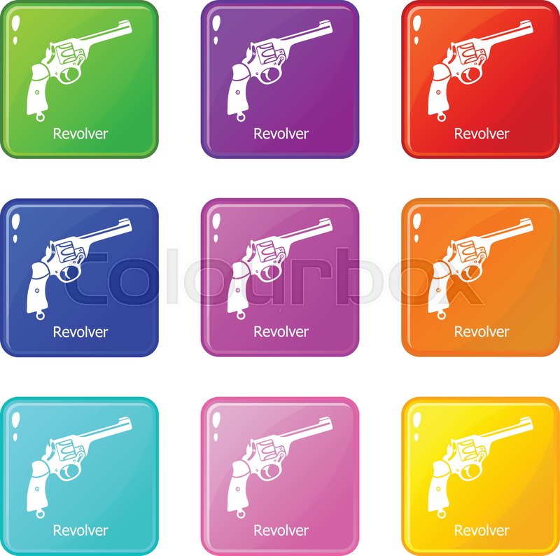 Revolver icons set 9 color collection ... | Stock vector | Colourbox