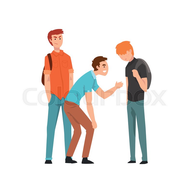 Two teen students mocking another at ... | Stock vector | Colourbox