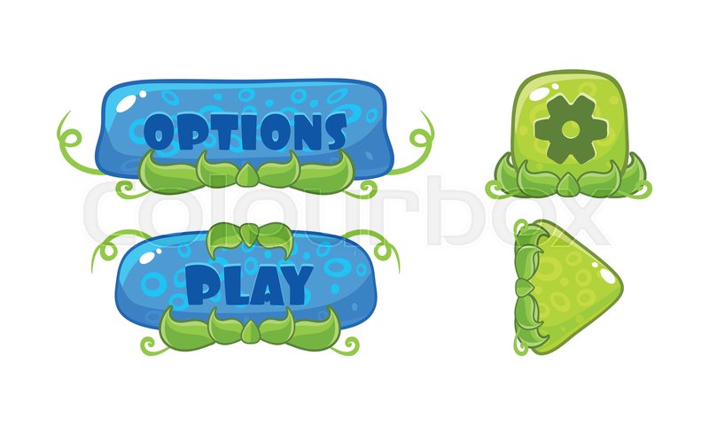 Cute green and blue glossy buttons ... | Stock vector | Colourbox