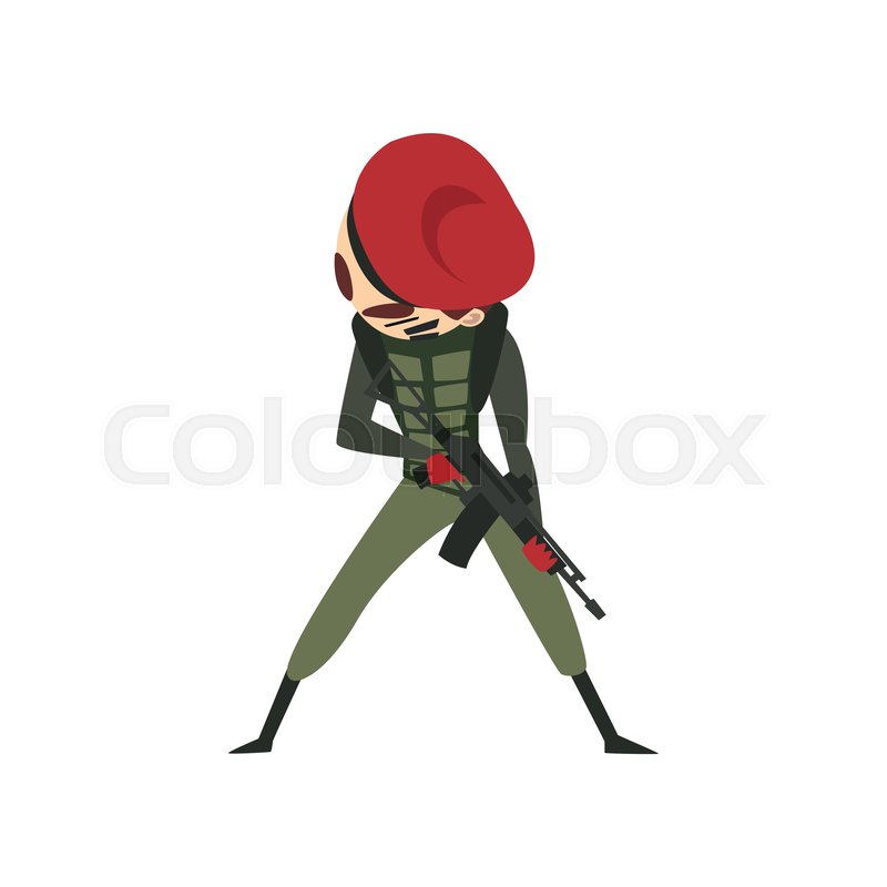 Military man with rifle, soldier ... | Stock vector | Colourbox