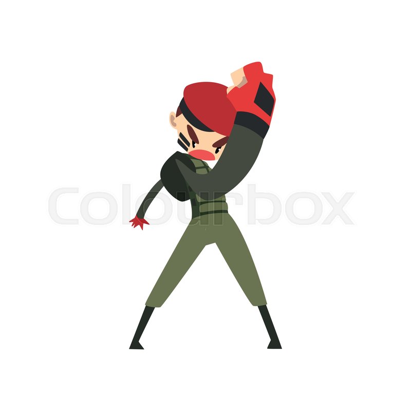 Military man fighting, soldier ... | Stock vector | Colourbox