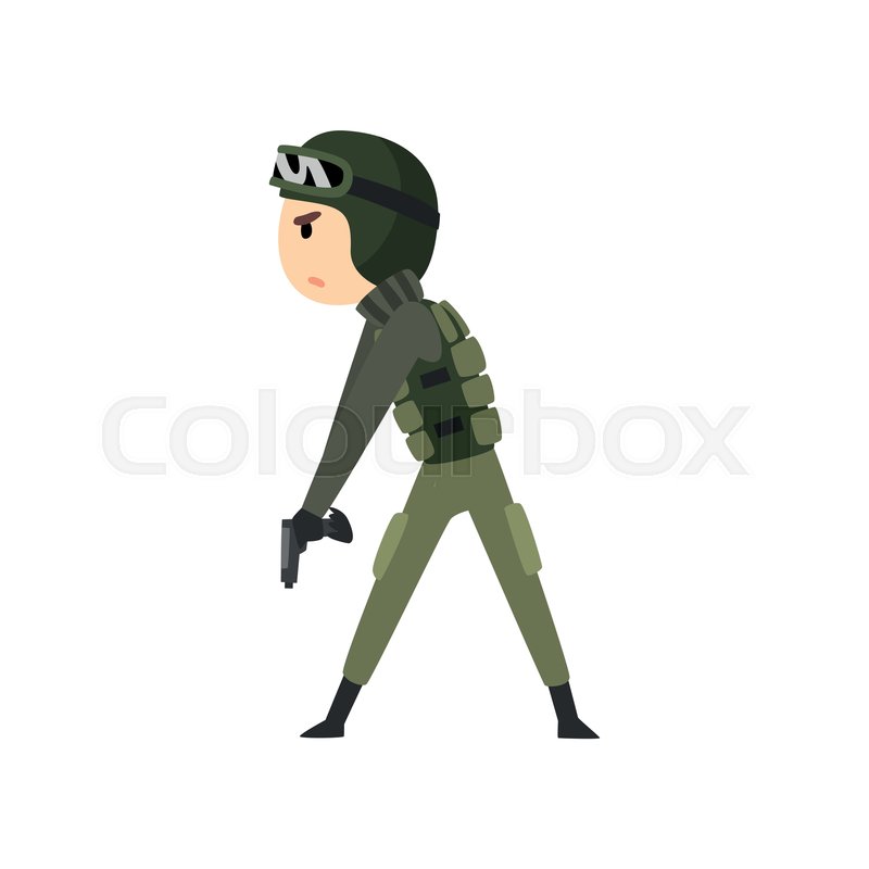 Military man ready to fight, soldier ... | Stock vector | Colourbox