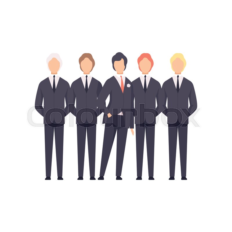 Groom with groomsmen, wedding ceremony ... | Stock vector | Colourbox