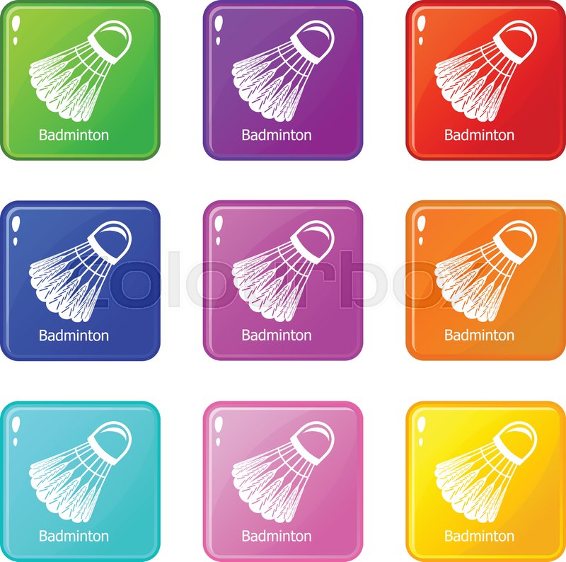 Badminton icons set 9 color collection ... | Stock vector | Colourbox
