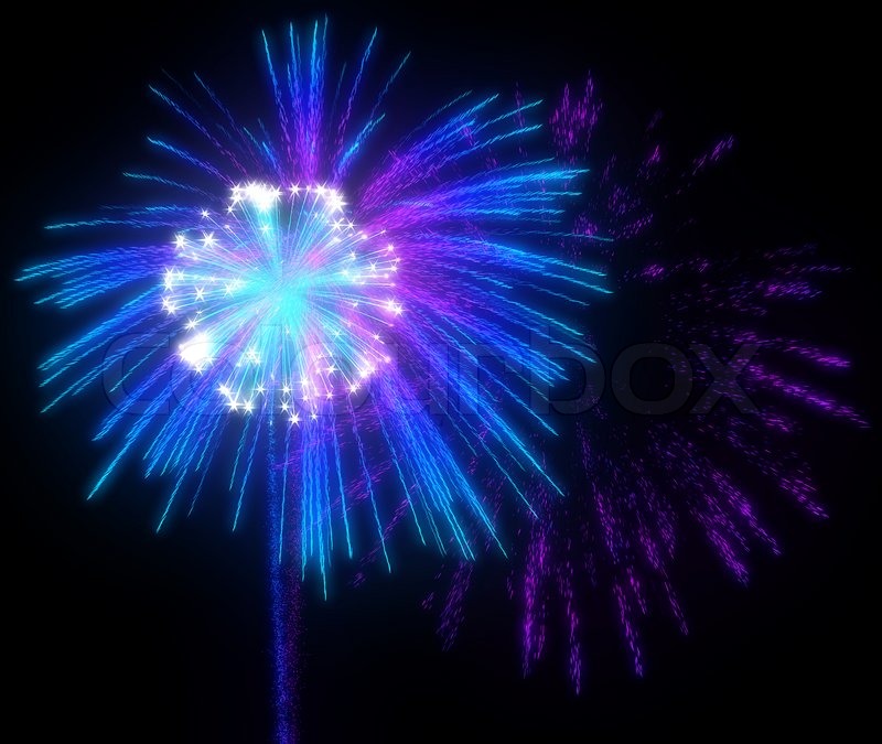 Festive purple and blue fireworks at ... | Stock image | Colourbox