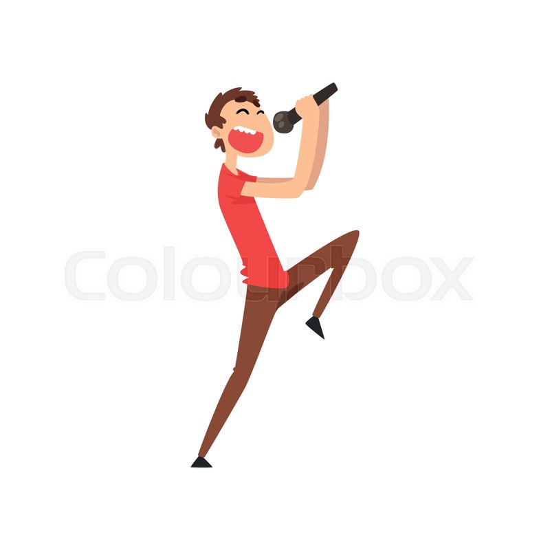 Male singer singing a song with ... | Stock vector | Colourbox