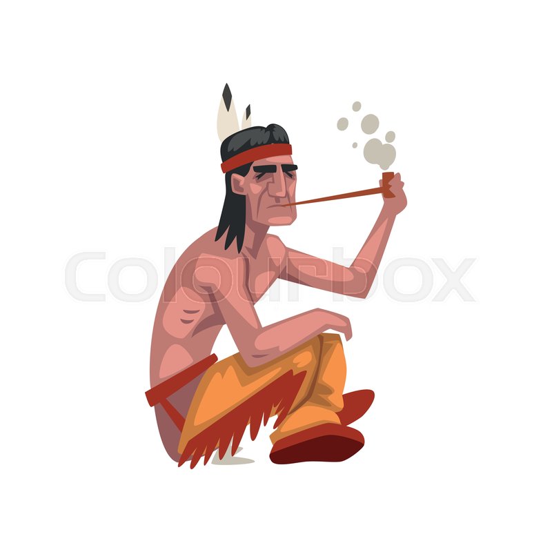 Cartoon Indian Chief Smoking