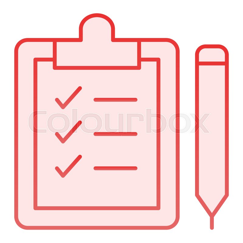 List and pen flat icon. Clipboard with ... | Stock vector | Colourbox
