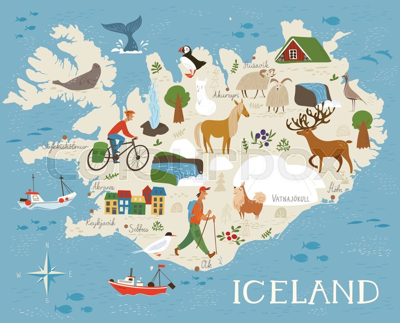 High detailed vector map of Iceland ... | Stock vector | Colourbox