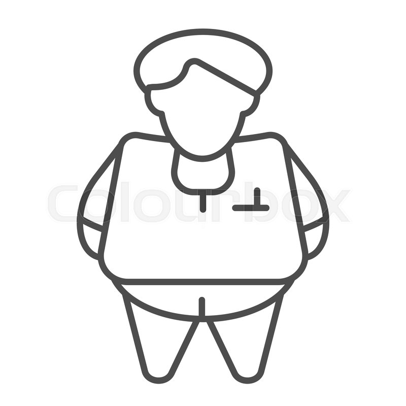 Fat person thin line icon. Obesity ... | Stock vector | Colourbox