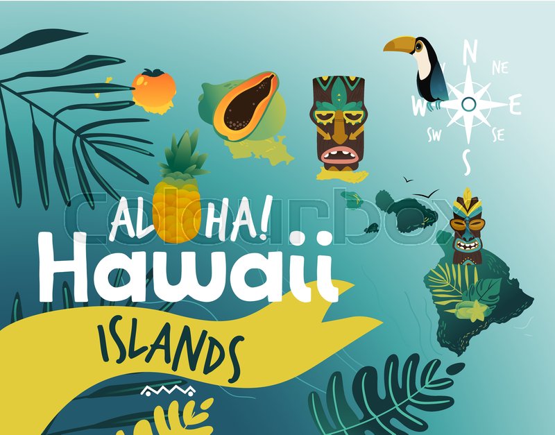 Aloha Hawaii - tropical poster design ... | Stock vector | Colourbox