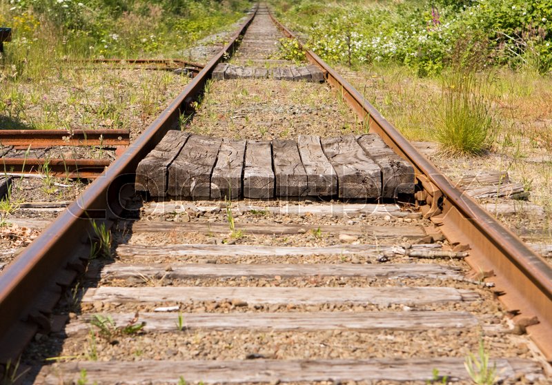 A pair of railroad tracks stretching ... | Stock image | Colourbox