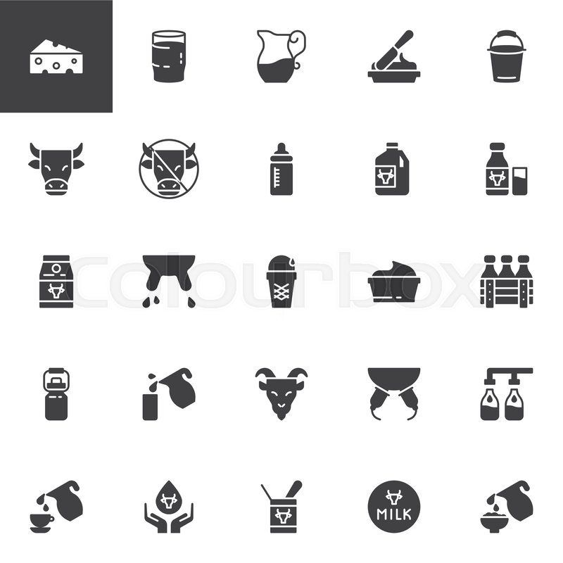 Milk and dairy production vector icons ... | Stock vector | Colourbox