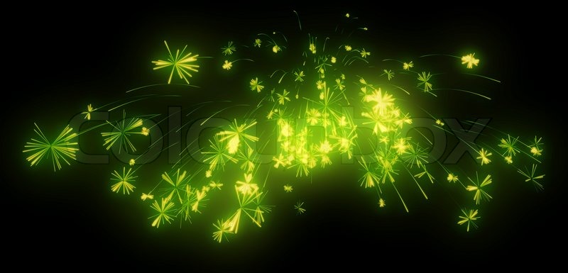 Celebration: green festive fireworks at ... | Stock image | Colourbox