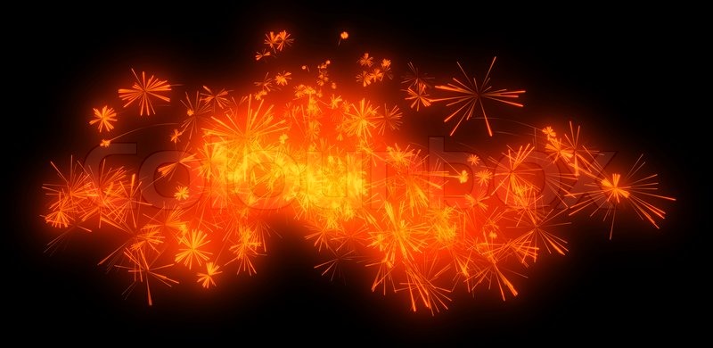 Holiday: orange festive fireworks at ... | Stock Photo | Colourbox