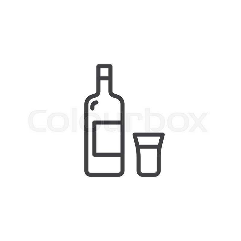 Vodka bottle and shot line icon. ... | Stock vector | Colourbox