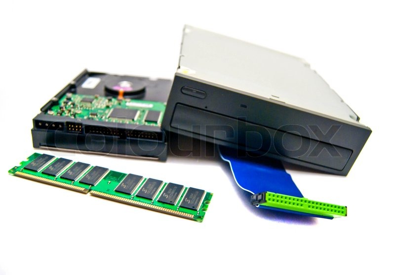 Hard drive, cd-rom and computer memory | Stock Photo | Colourbox