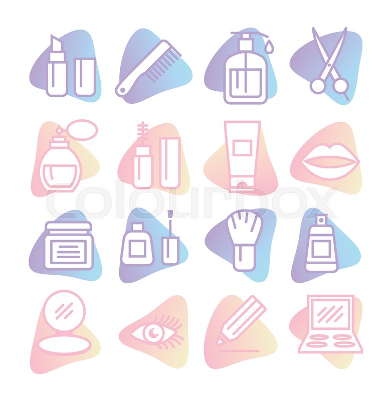 Cosmetics Icons Set On White Stock Vector Colourbox 