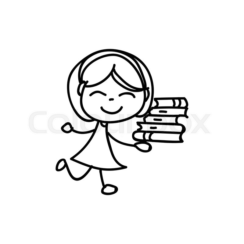 Happy Girl Clipart Black And White