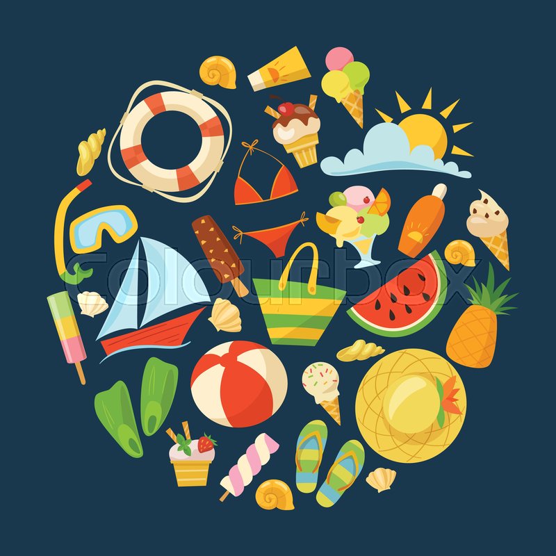 Summer illustration with summer food, ... | Stock vector | Colourbox