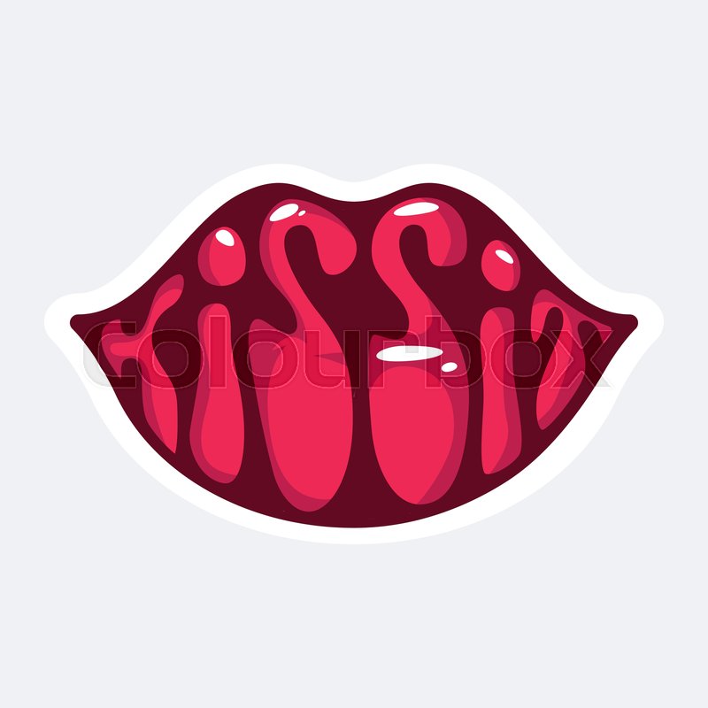Kiss it sweet lettering warped in lip ... | Stock vector | Colourbox