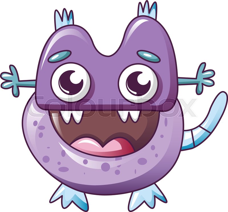 Violet monster icon. Cartoon of violet ... | Stock vector | Colourbox