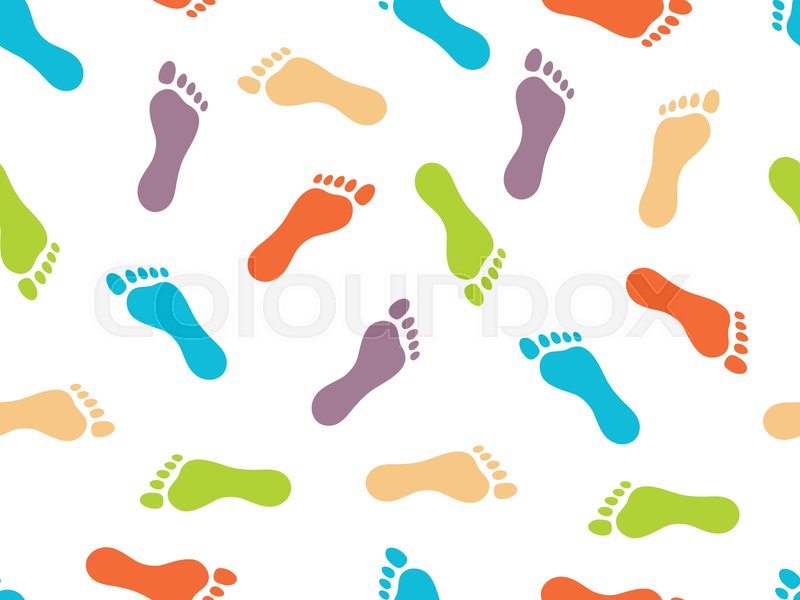The prints of bare feet on white ... | Stock vector | Colourbox