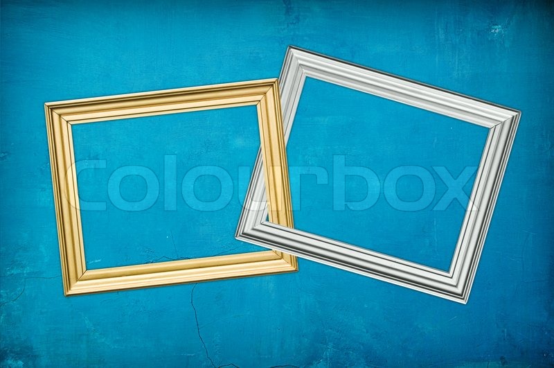 Blu background with two frames | Stock image | Colourbox