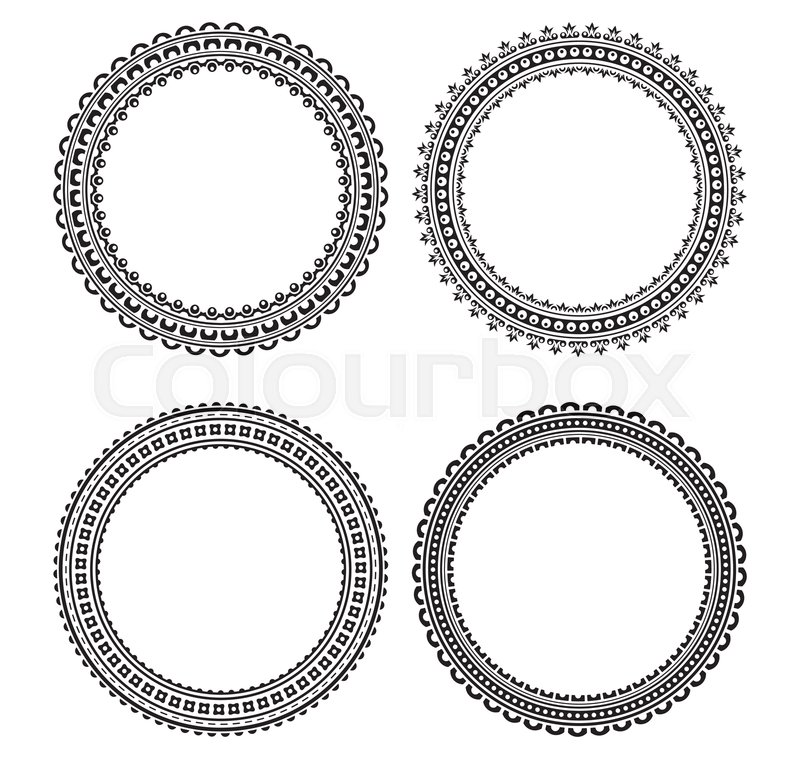 Set of 4 decorative black round frames ... | Stock vector | Colourbox