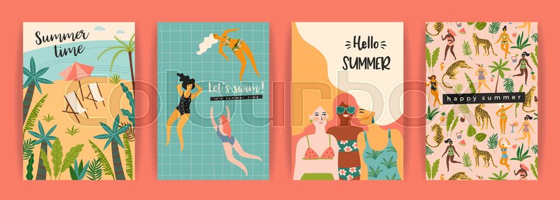Vector templates with fun summer ... | Stock vector | Colourbox