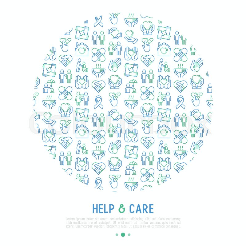Help and care concept in circle with ... | Stock vector | Colourbox
