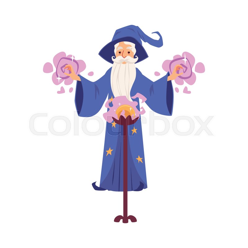 Old wizard and magician man with hat ... | Stock vector | Colourbox